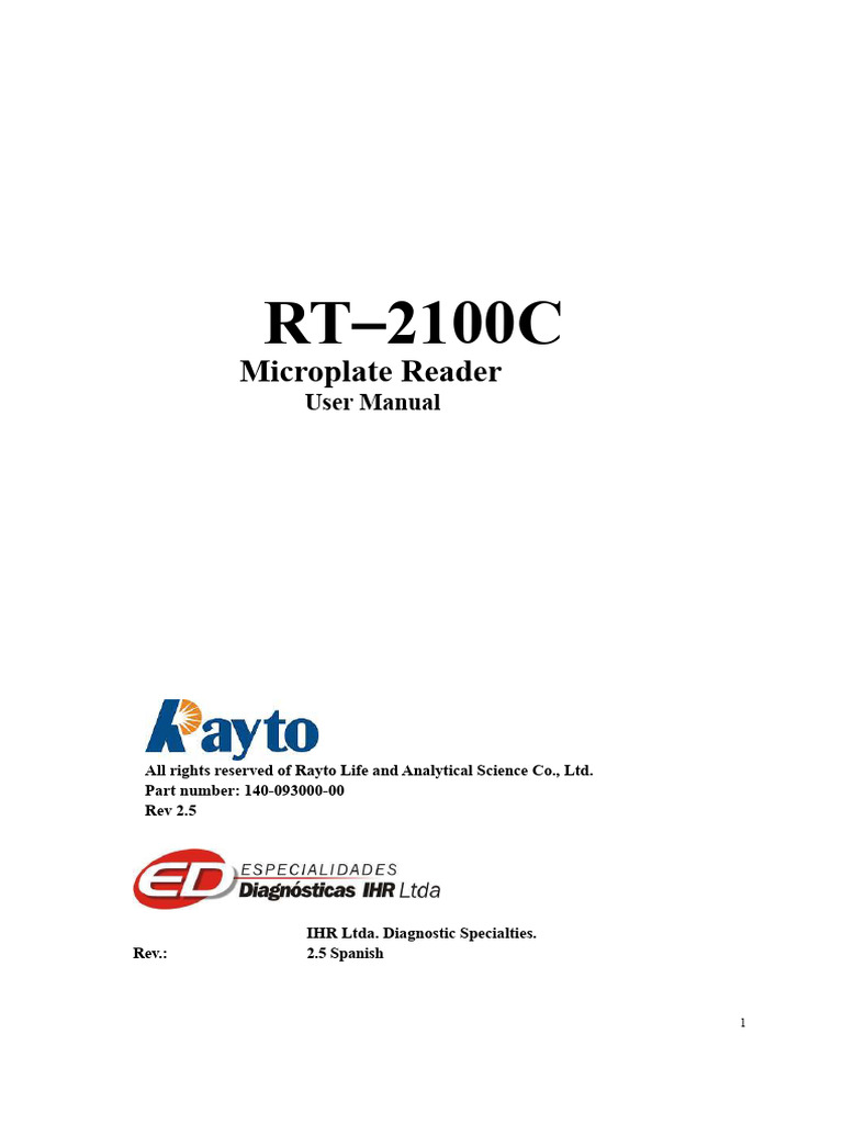 RT2100C User Manual English v2 5 PDF | PDF | Waste | Elisa