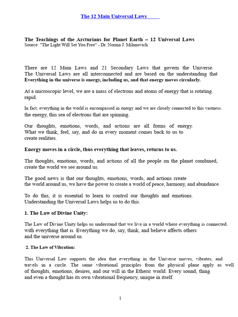 The 12 Main Universal Laws | PDF | Universe | Yin And Yang