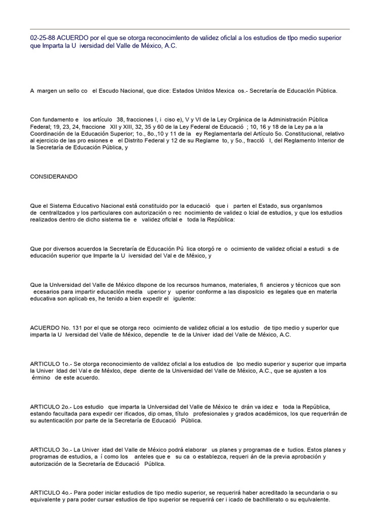 Agreement 131 Official Validity Recognition UVM - PDF UVM | PDF