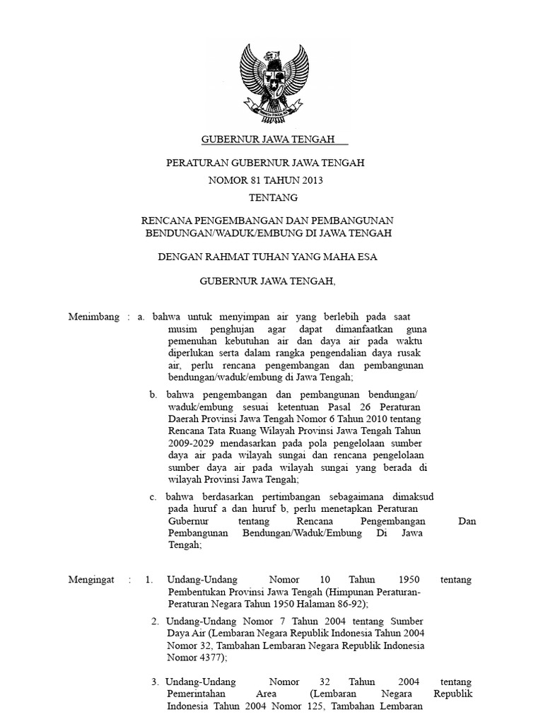 Rencana Pengembangan Dan Pembangunan Bendungan/waduk/embung Di Jawa ...