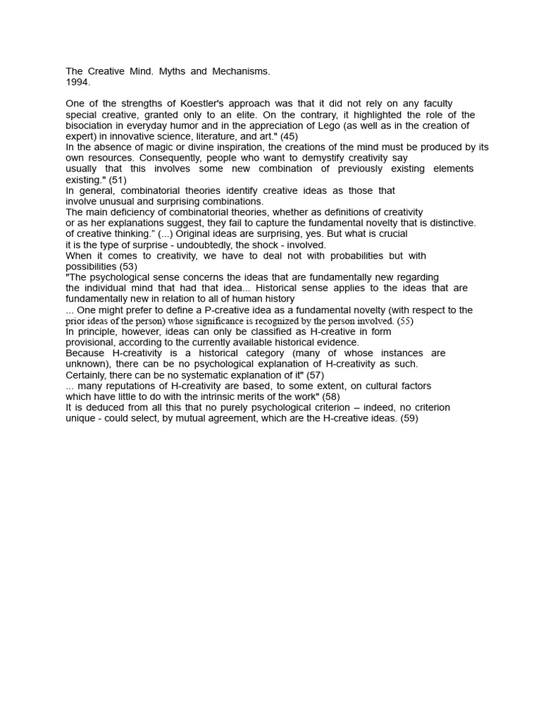 Myths and Mechanisms of Creativity | PDF