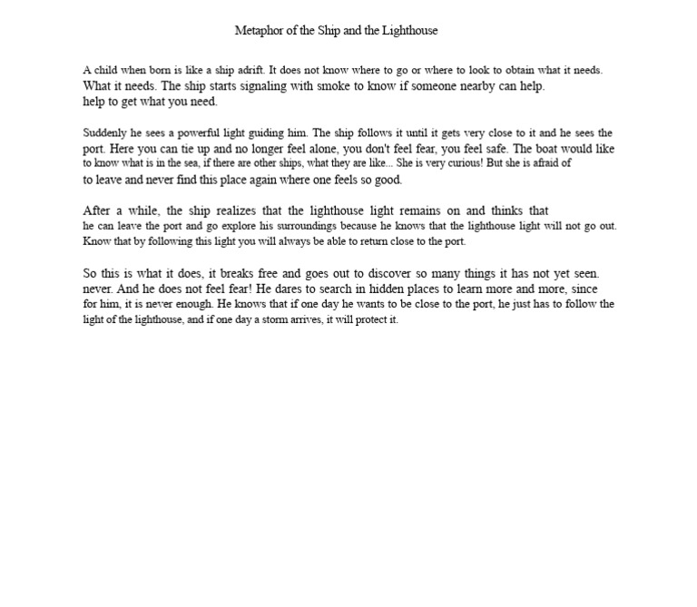 Metaphor of The Ship and The Lighthouse | PDF