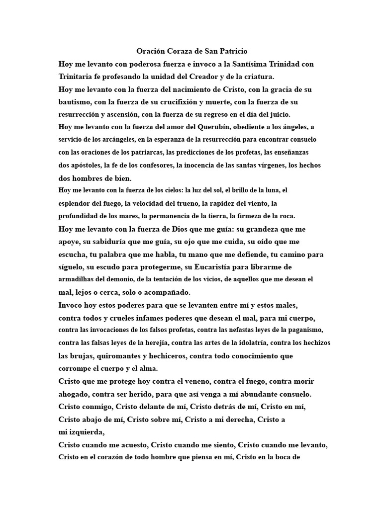Oración de La Coraza de San Patricio | PDF | Teología | Creencia ...