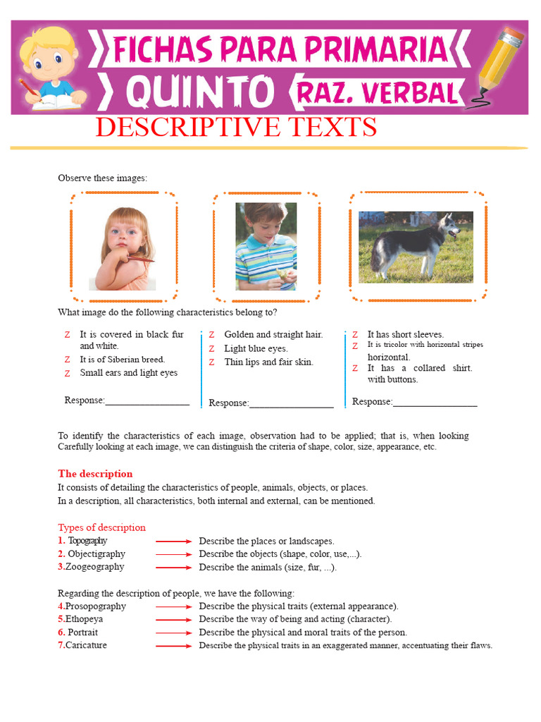 Descriptive Texts for Fifth Graders | PDF