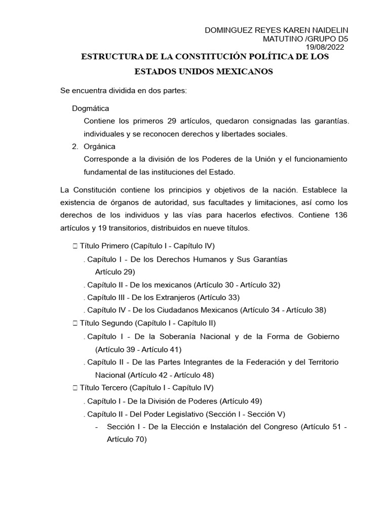 Estructura de la Constitución Mexicana | PDF | Gobierno | Ciencias ...