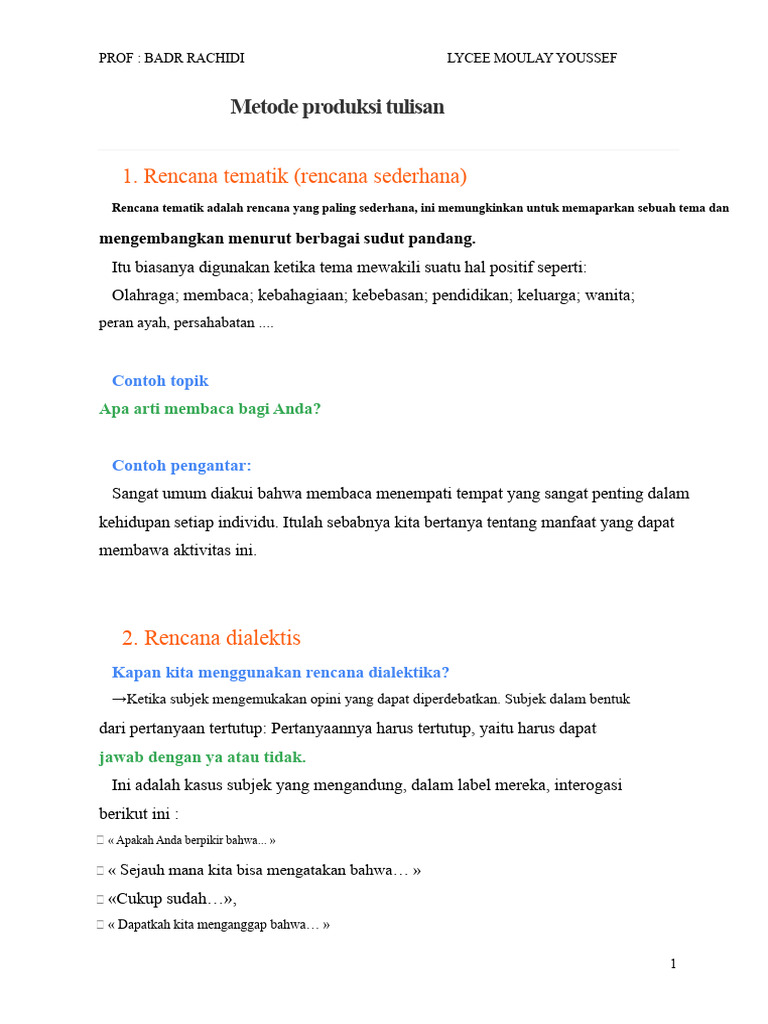 Metode Produksi Tulisan untuk Analisis Tema | PDF