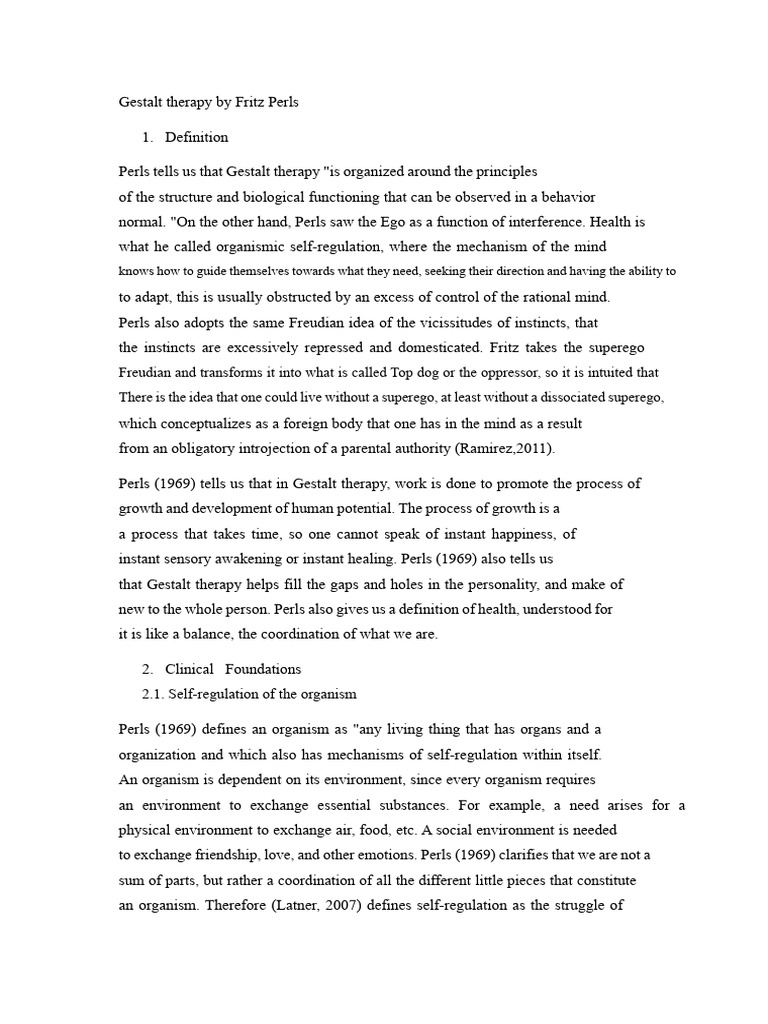 Gestalt Therapy by Fritz Perls | PDF | Gestalt Therapy | Emotional Self ...