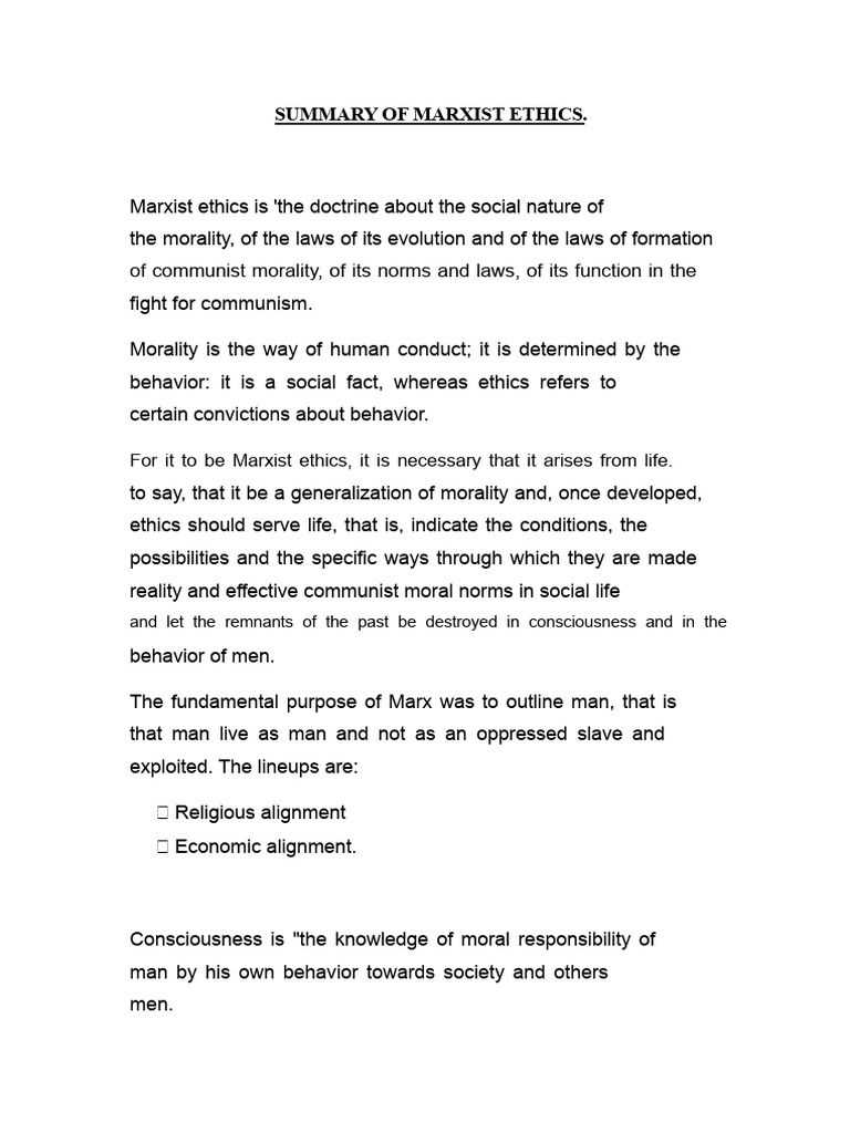 Summary of Marxist Ethics | PDF