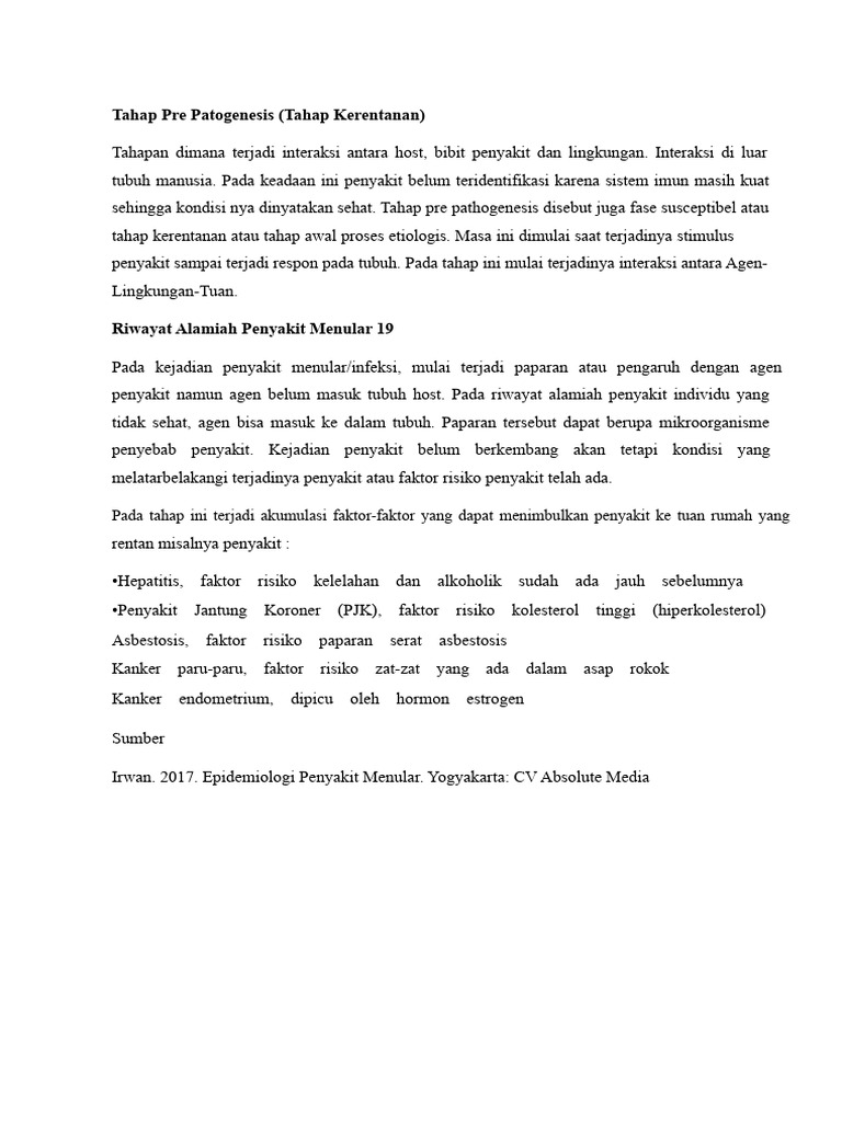 Tahap Kerentanan Penyakit Menular | PDF