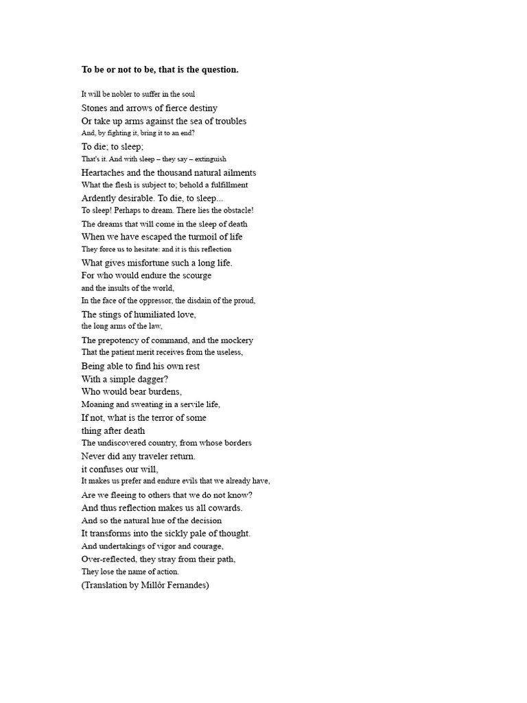 To Be or Not To Be, That Is The Question - Hamlet | PDF