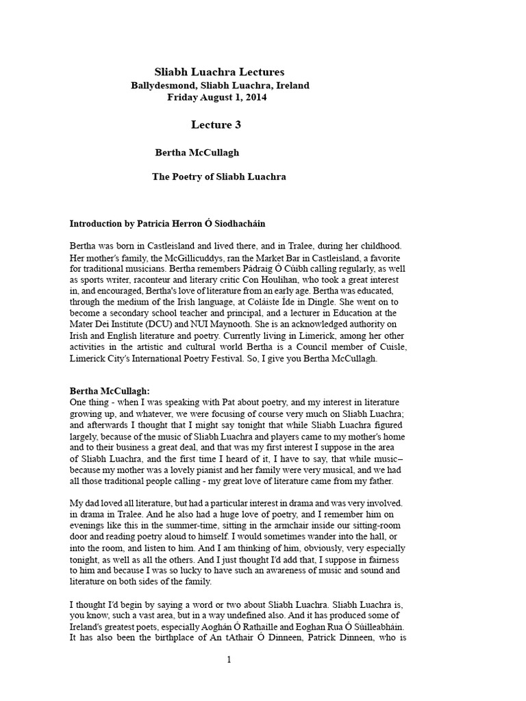 The Poetry and History of Sliabh Luachra | PDF | Irish Poetry