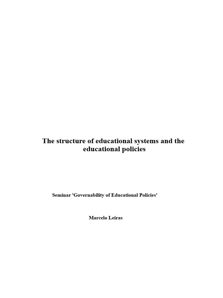 The Structure of Educational Systems and Educational Policies | PDF ...