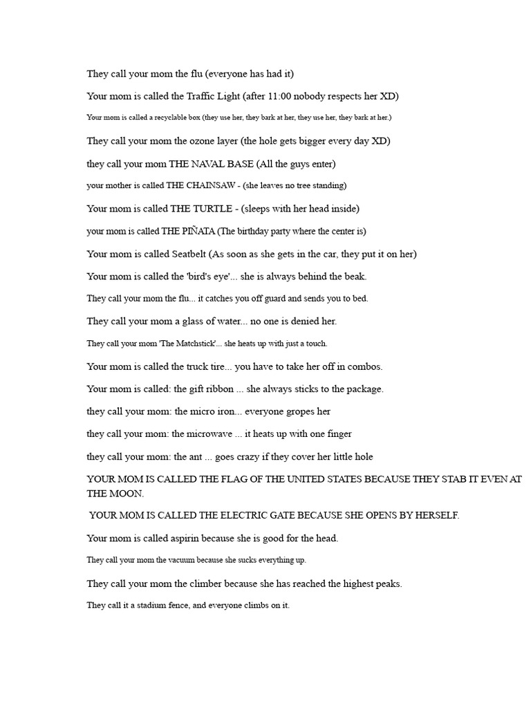 Creative "Your Mom" Jokes Collection | PDF