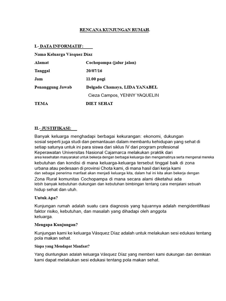 Rencana Kunjungan Rumah 3 Dan 4 | PDF