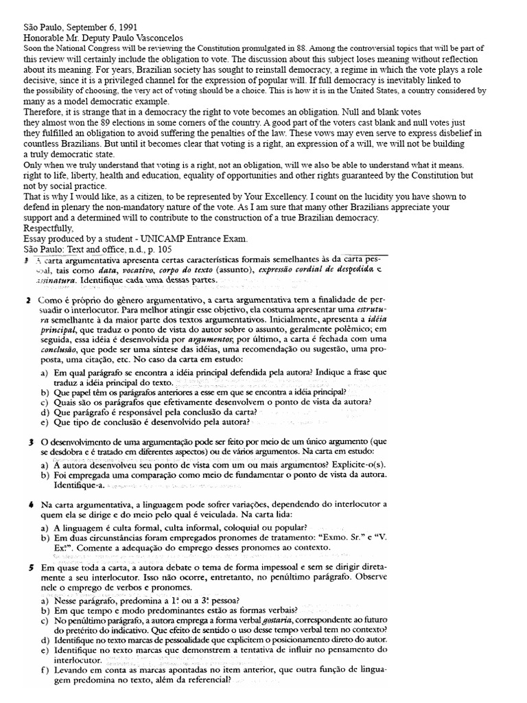 Argumentative Letter Exercises | PDF