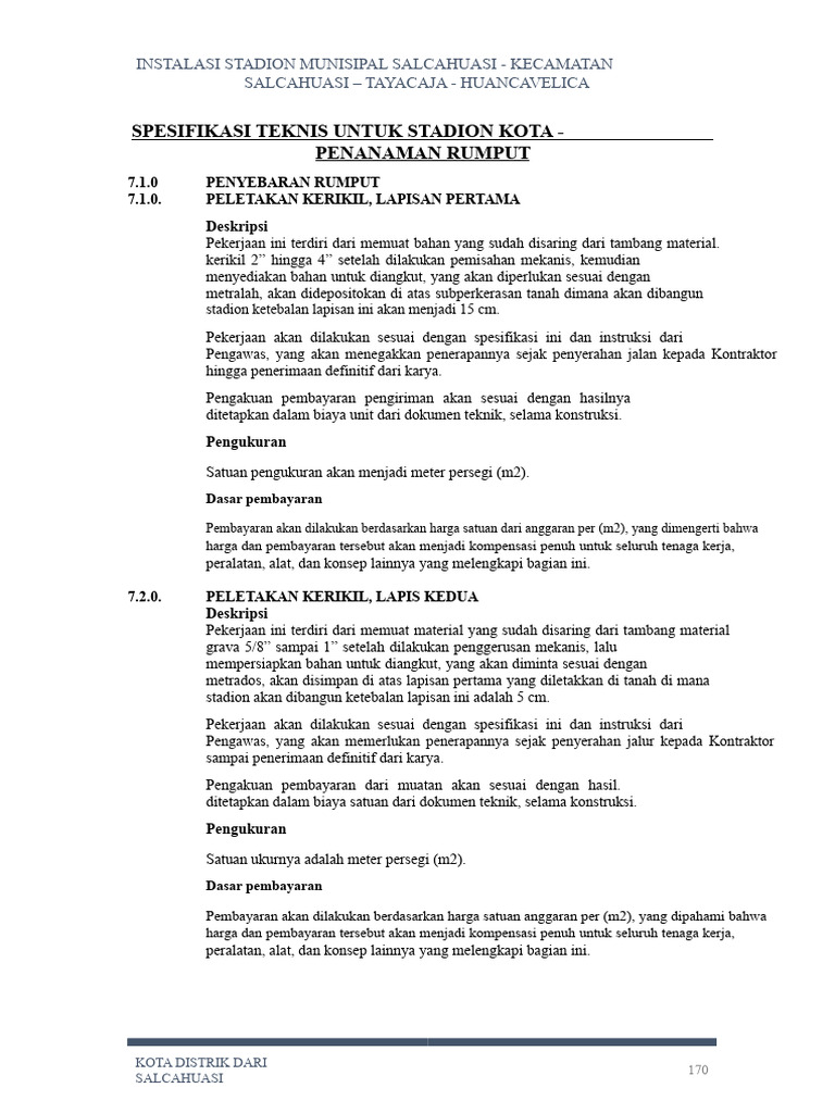 Spesifikasi Teknis Penanaman Rumput | PDF
