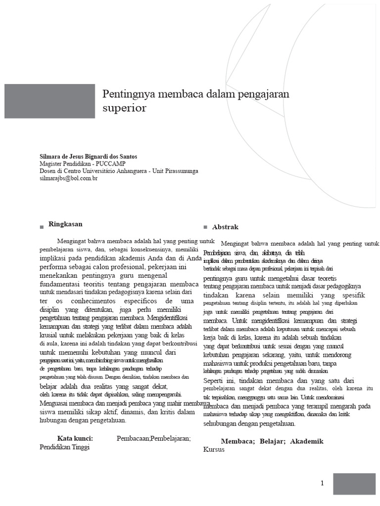Pentingnya Membaca Dalam Pendidikan Tinggi | PDF