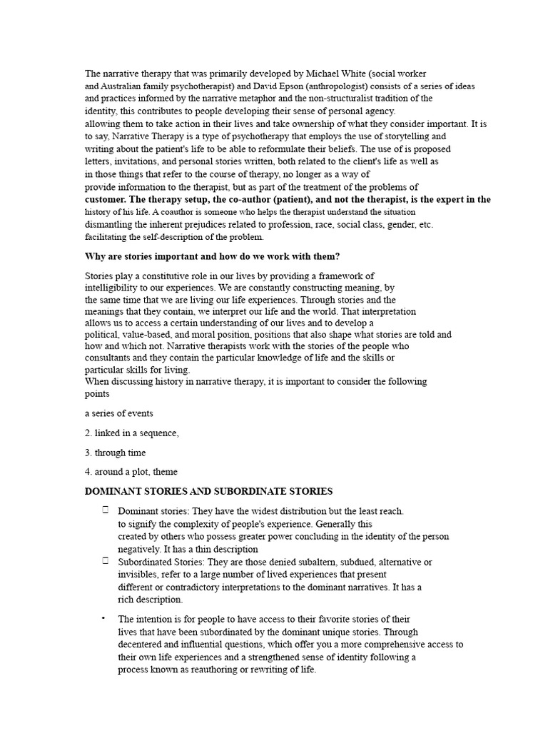 Understanding Narrative Therapy Principles | PDF | Psychotherapy ...