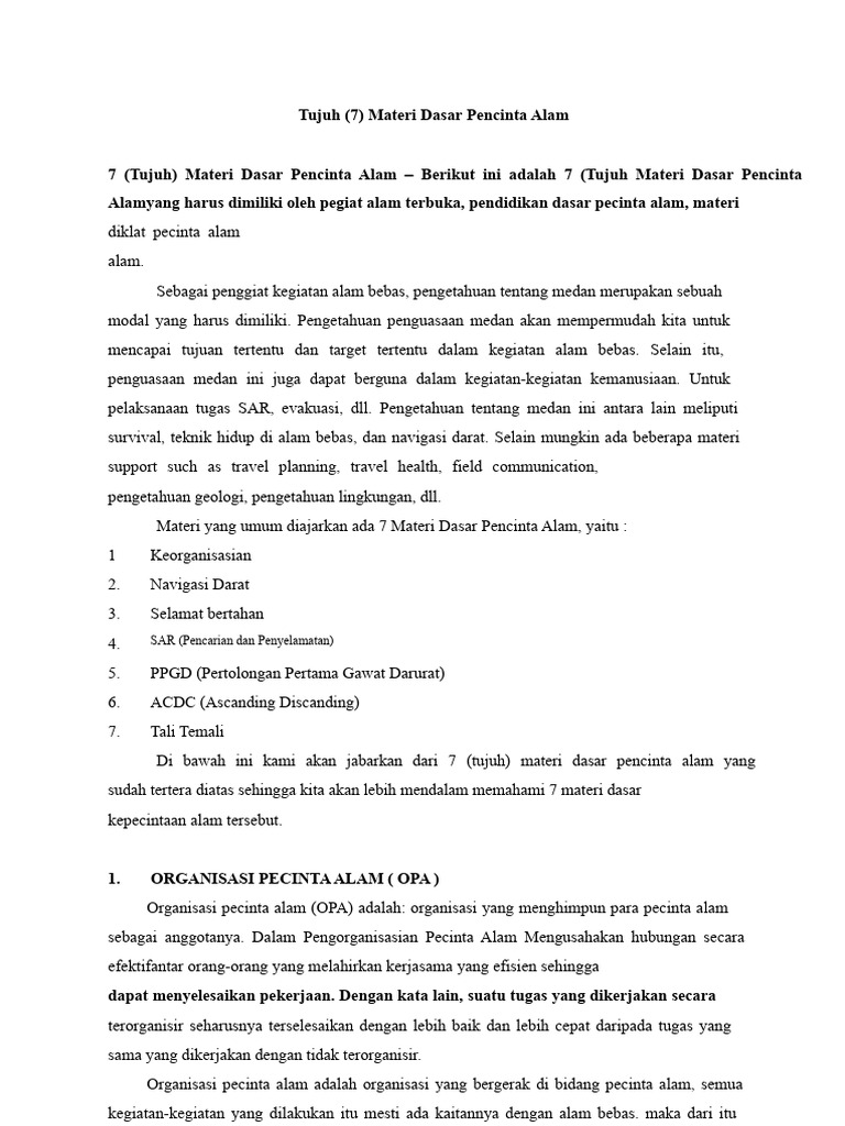 7 Materi Pecinta Alam | PDF