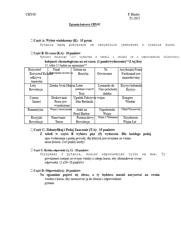 Chy4u Final Exam | PDF