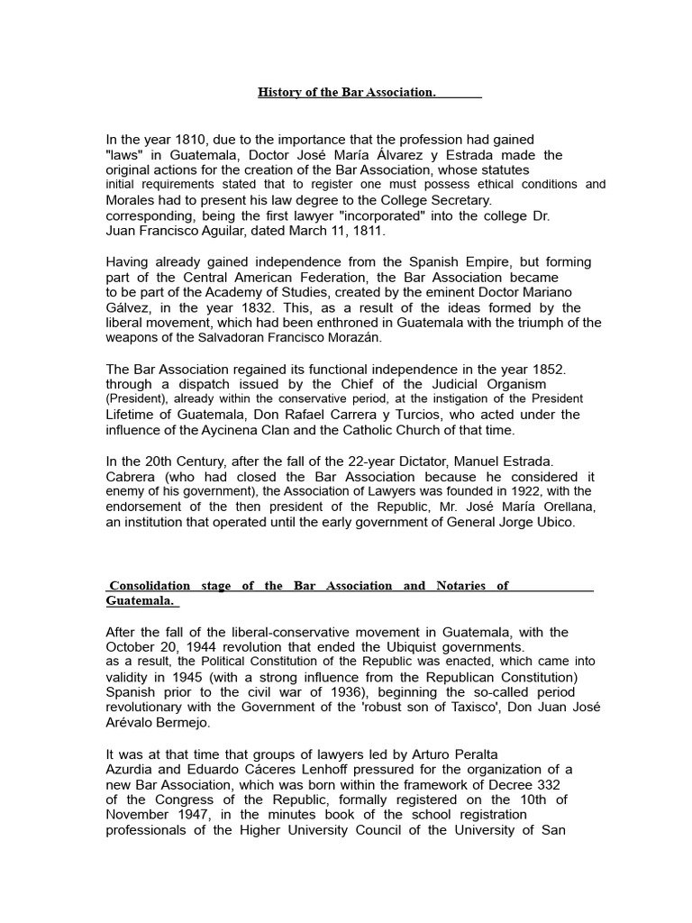Establishment of the Bar Association | PDF | Guatemala | Lawyer
