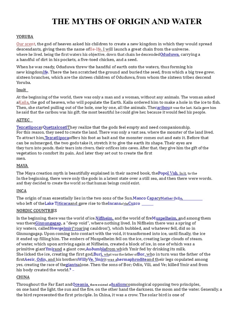 Myths of Creation and Water Origins | PDF | Vishnu | Nirvana