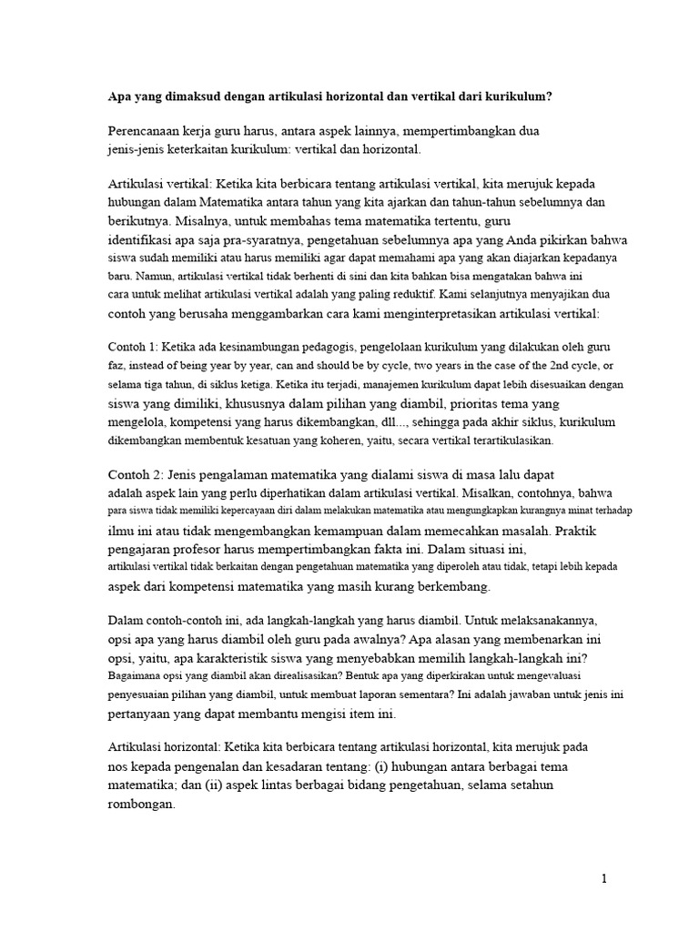Artikulasi Kurikulum: Vertikal & Horizontal | PDF