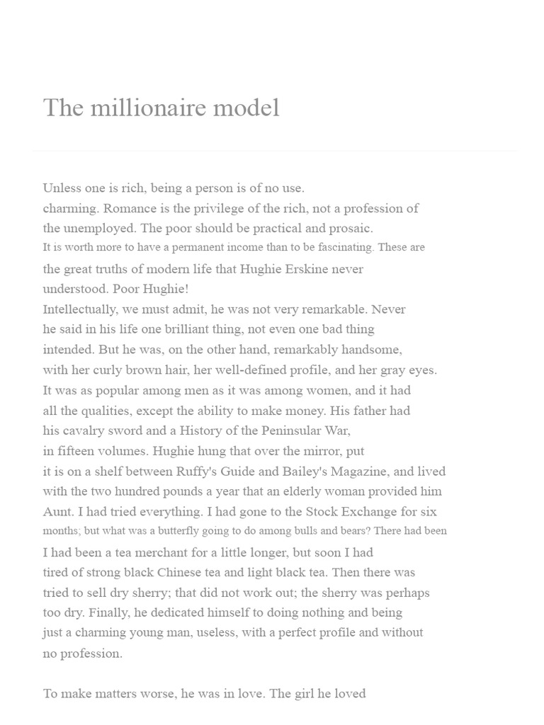 The Millionaire Model - Oscar Wilde - Ciudad Seva | PDF