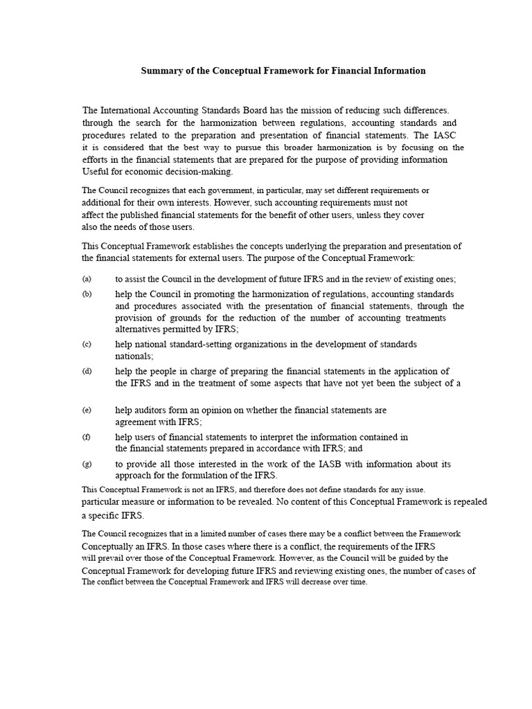 Conceptual Framework for Financial Reporting | PDF | International ...