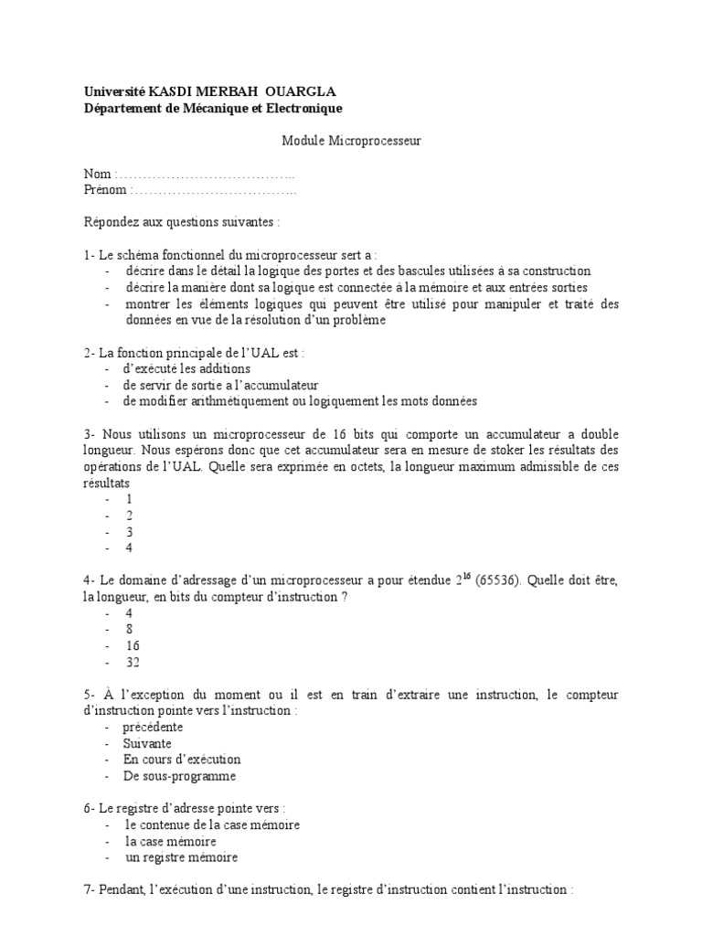 Le Schema Fonctionnel Du Microprocesseur | PDF | Microprocesseur ...