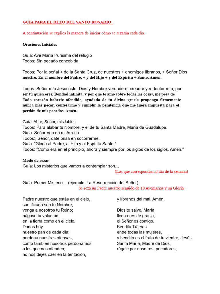 Cómo Rezar el Santo Rosario: Guía Completa | PDF | María, madre de ...
