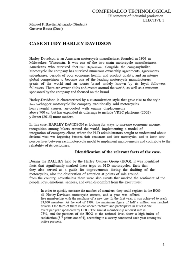 Case Study HARLEY DAVIDSON | PDF | Harley Davidson | Motorcycling
