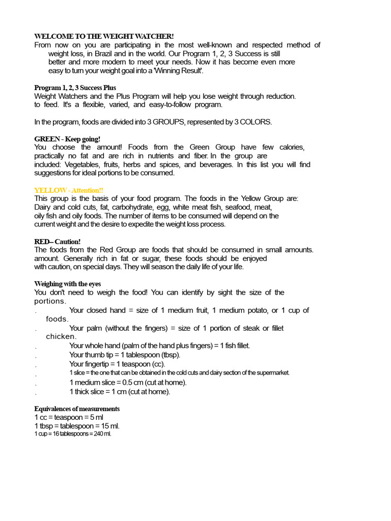 Weight Watchers Color-Coded Plan Guide | PDF | Foods | Dieting