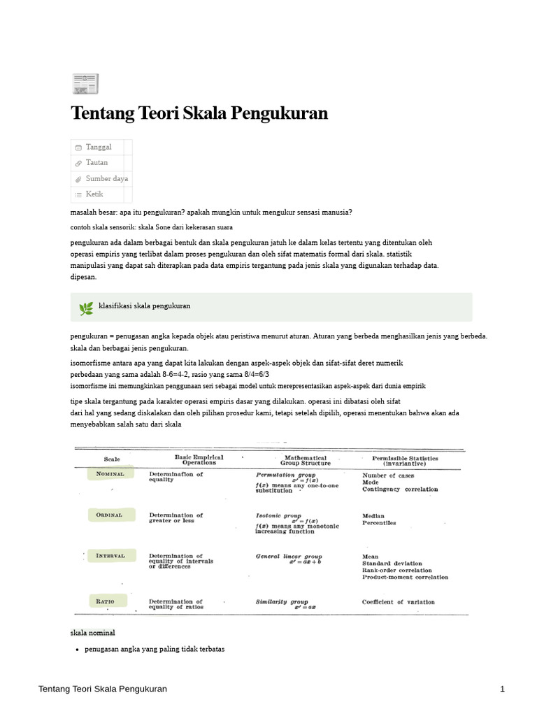 Teori dan Jenis Skala Pengukuran | PDF