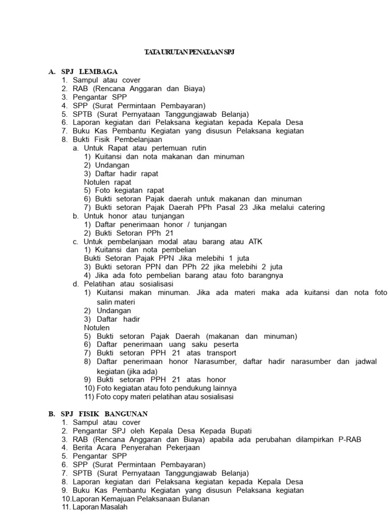Tata Urutan Penataan SPJ | PDF