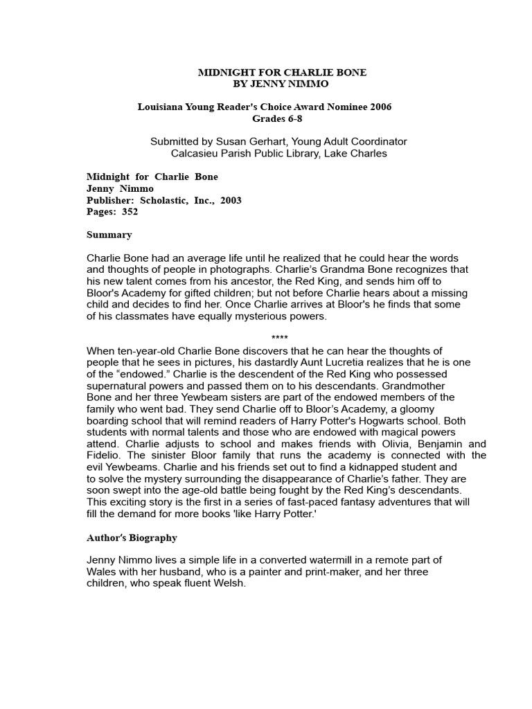 2006 6-8 Midnight For Charlie Bone | PDF | Magician (Fantasy)