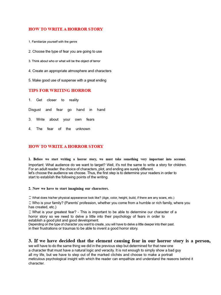 How To Write A Horror Story | PDF | Fear | Horror Fiction