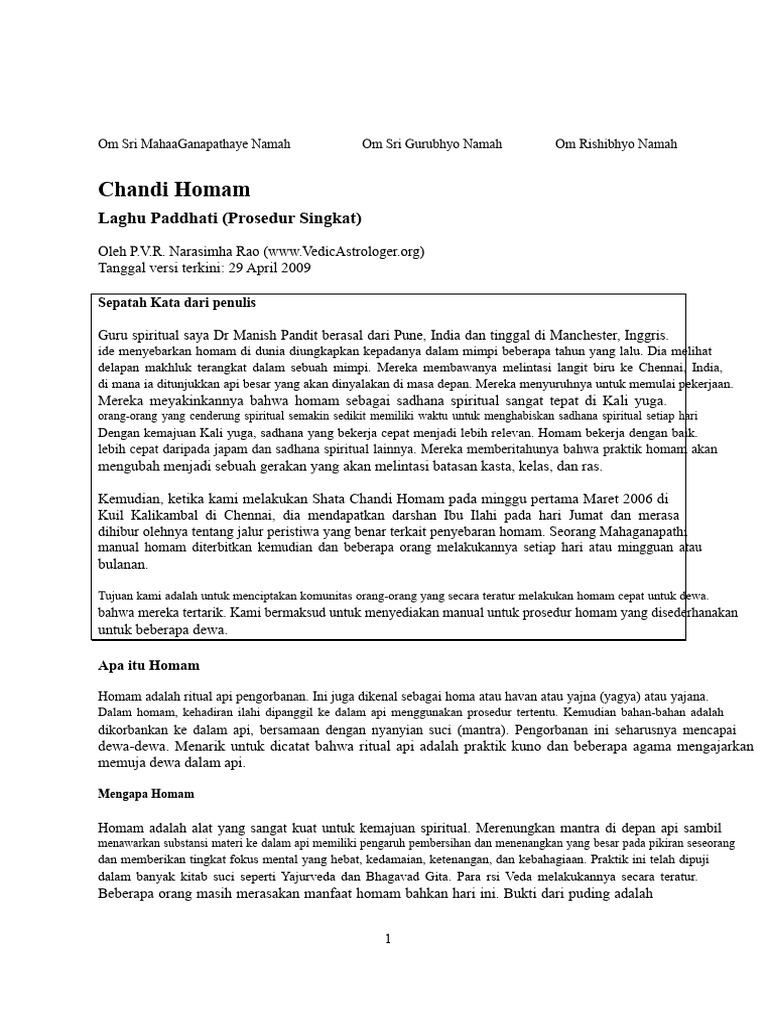 Chandi Homam Telugu | PDF