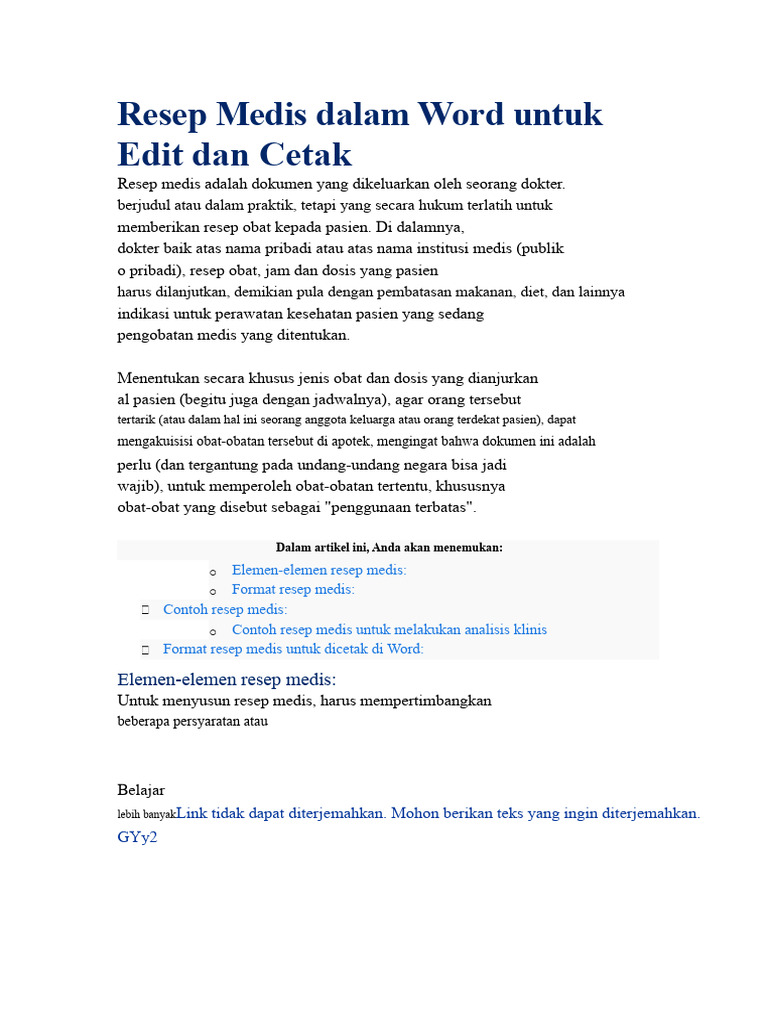 Format Resep Dokter di Word | PDF