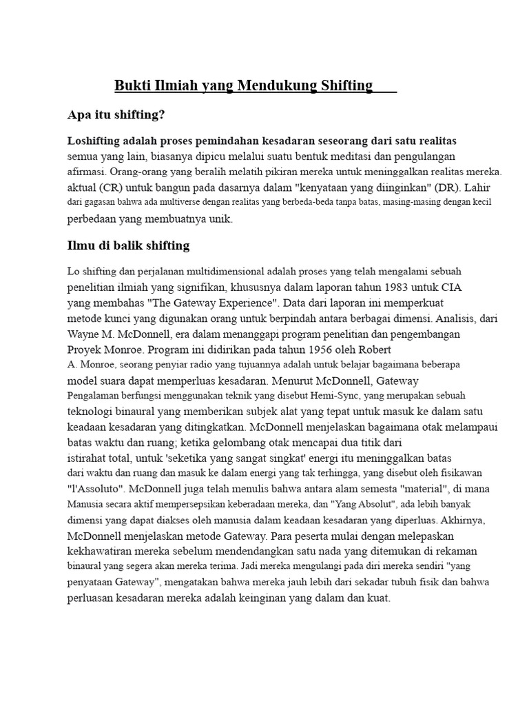 Laporan Tentang Shifting | PDF