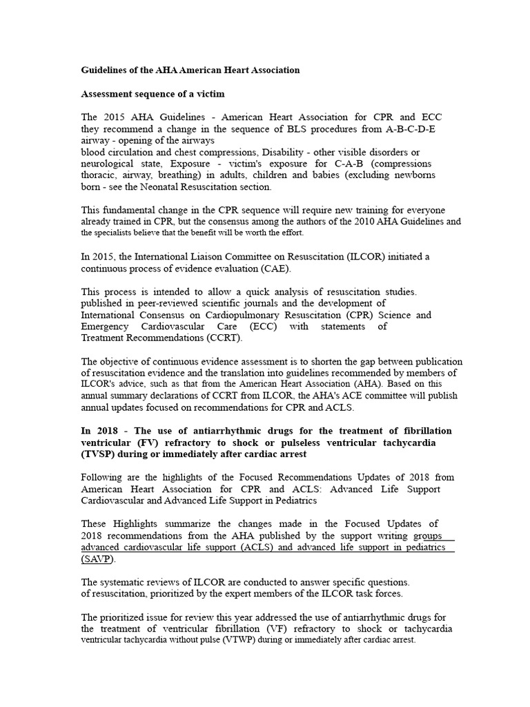 AHA Guidelines American Heart Association | PDF | Cardiopulmonary Resuscitation | Cardiac Arrest