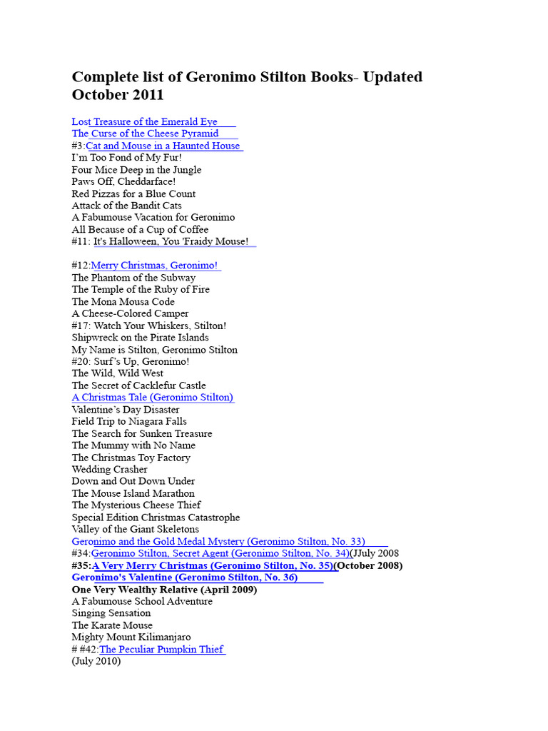Complete Geronimo Stilton Book List | PDF