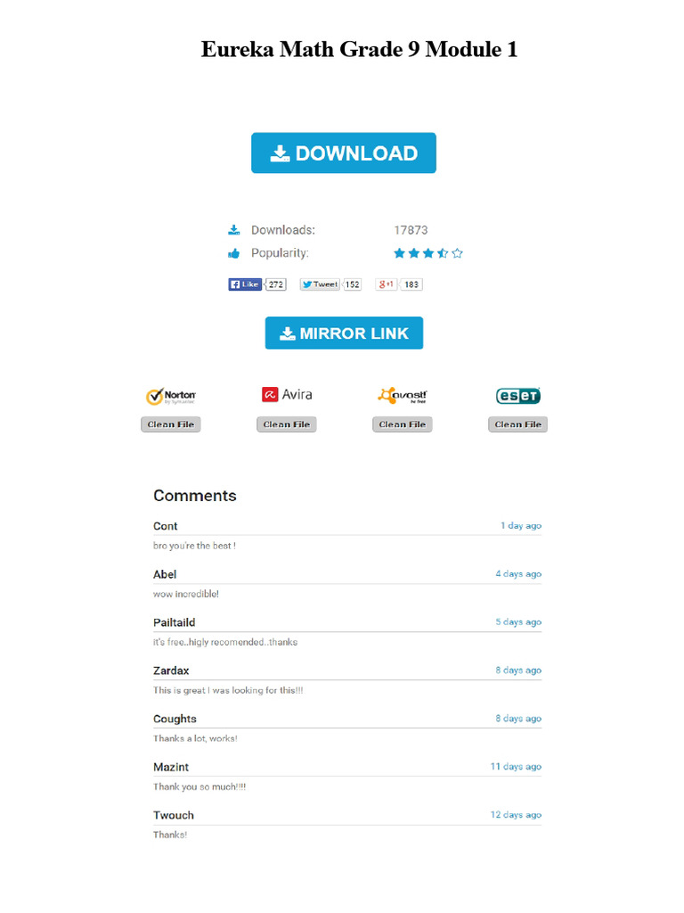 Eureka Math Grade 9 Module 1 | PDF