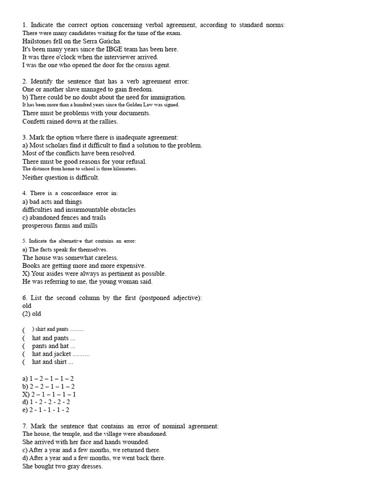 Verbal Agreement Errors and Corrections | PDF | Verb | Morphology