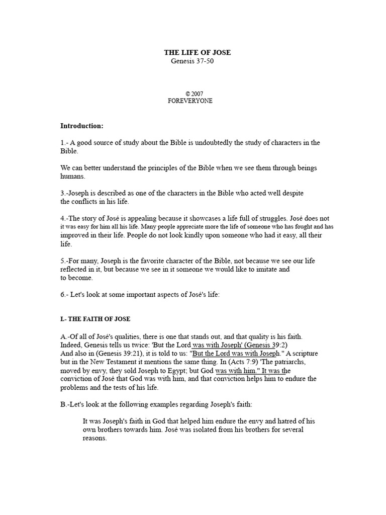 Joseph's Faith Amidst Life's Struggles | PDF | Book Of Genesis | Old ...