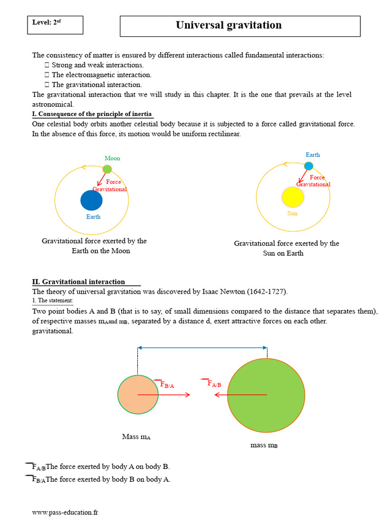 Universal Gravitation - Second Course | PDF | Force | Gravity