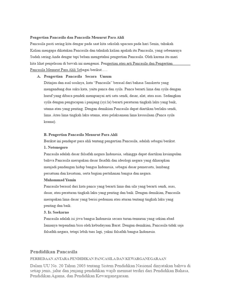 Pengertian Pancasila Dan Pancasila Menurut para Ahli | PDF