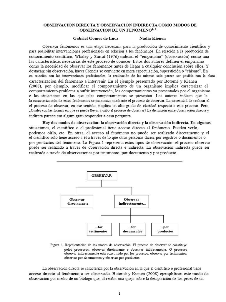 Texto Observación Directa e Indirecta | PDF | Observación | Sicología