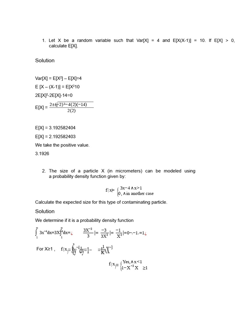 Work On Random Variables and Probability Distributions | PDF | Probability Density Function ...