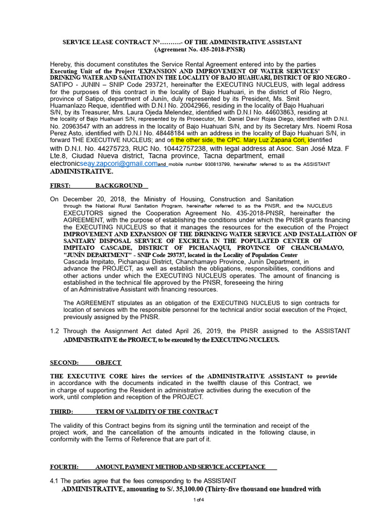 Administrative Assistant Service Contract | PDF | Justice | Crime ...
